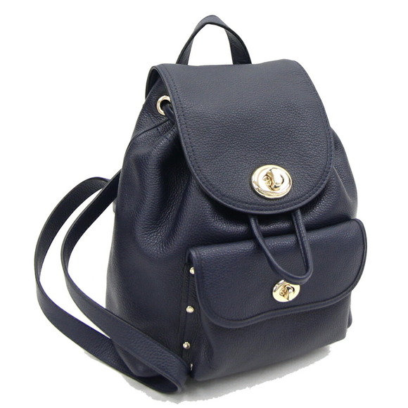 Coach | Bags | Coach Backpack Turn Lock Rucksack 3758 Navy Leather ...